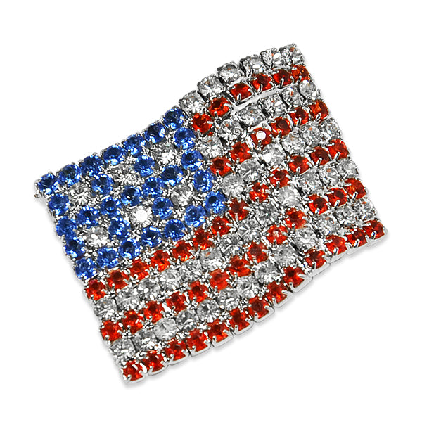 Waving American Flag Rhinestone Pin 1 1/2" X 1 – Expo International Inc