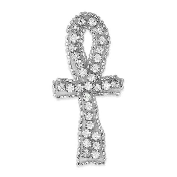 2 3/4" X 1 1/8" Ankh Rhinestone Cross Applique/Patch - Silver – Expo ...